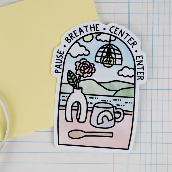 DBT Sticker: Pause, Breathe, Center, Enter - Mindfulness Decal ...