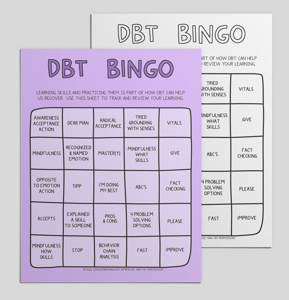 Illustrated DBT Handouts, Worksheets, & Stickers by Lindsay Braman ...